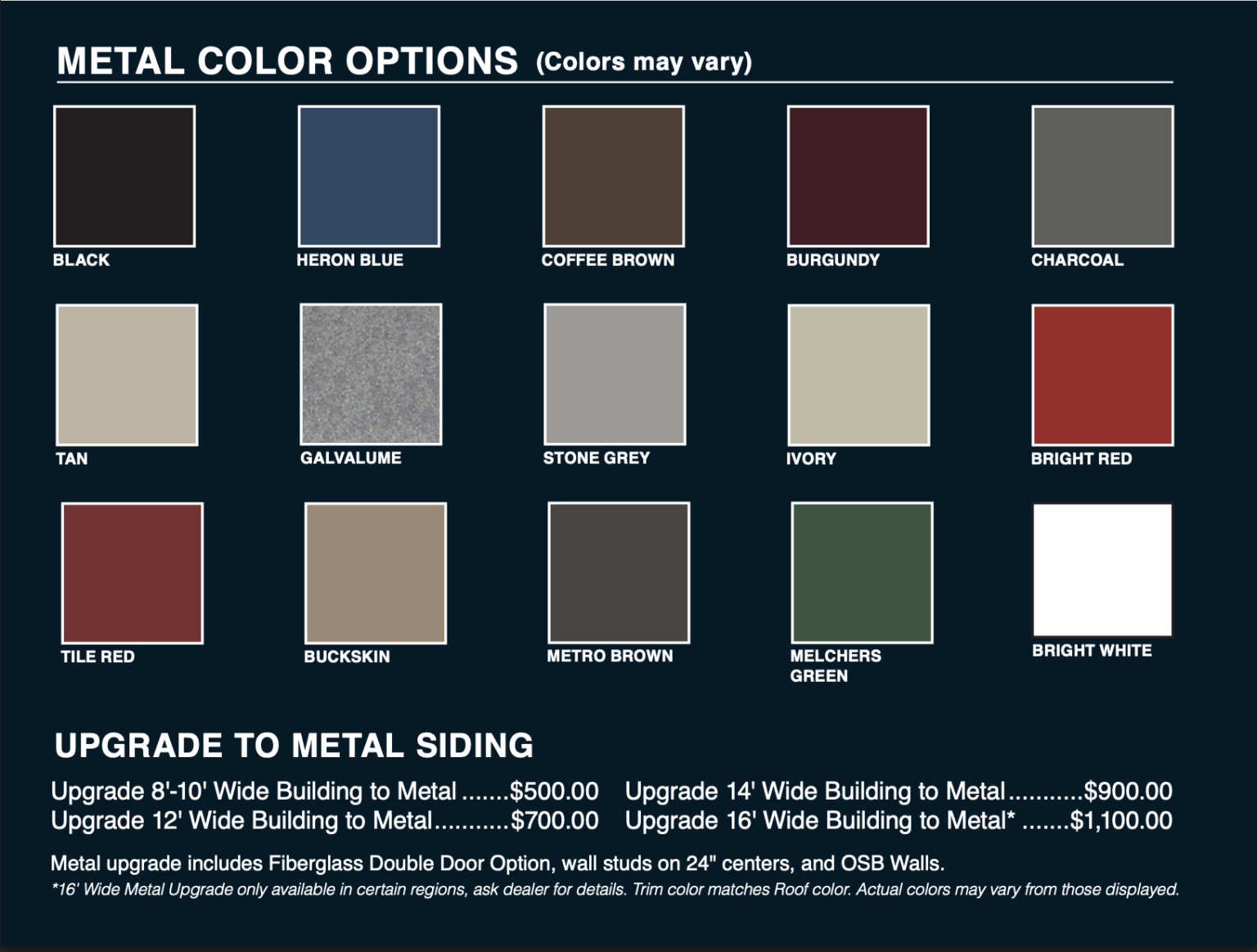 Colours - Multiply Portable Buildings